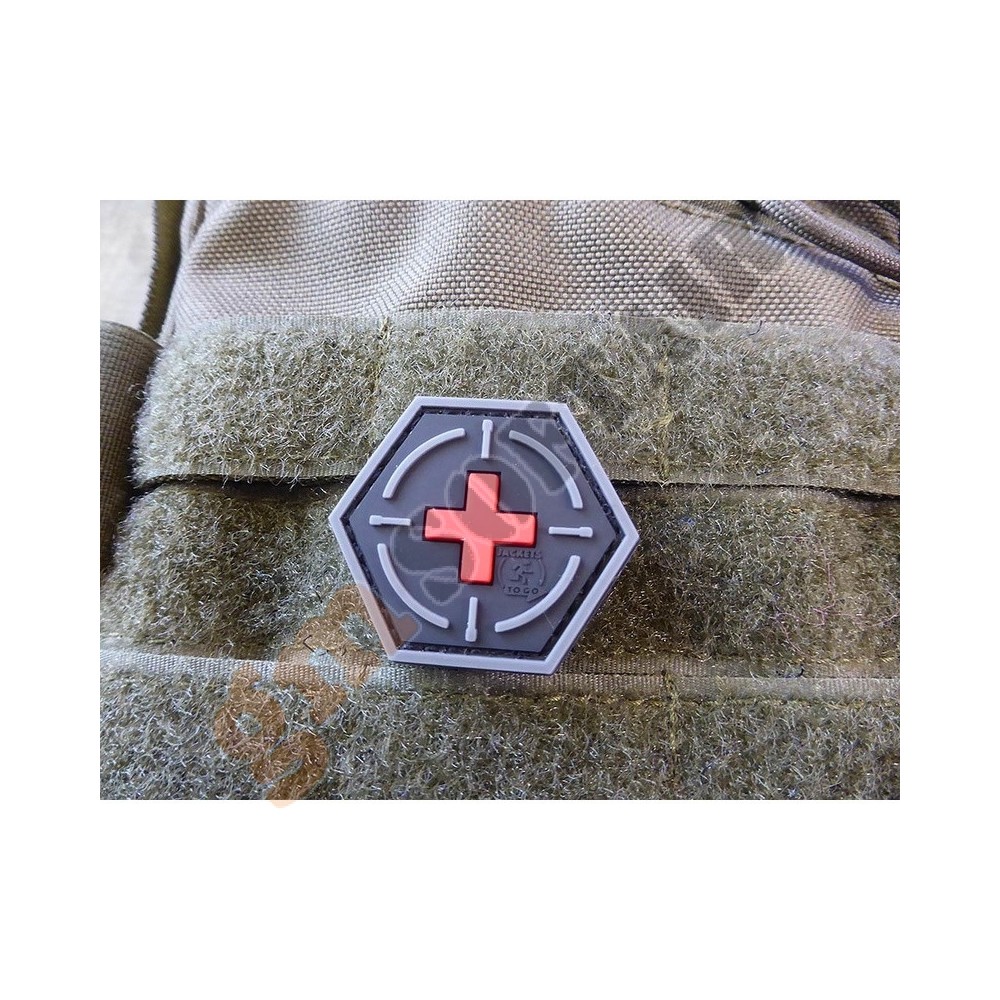 Patch 3D Hexagon Tactical Medic Red Cross Black (JTG) - Gm SoftAir Srl